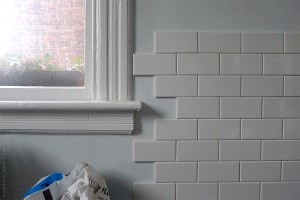 Kitchen tiling progress! | Door Sixteen