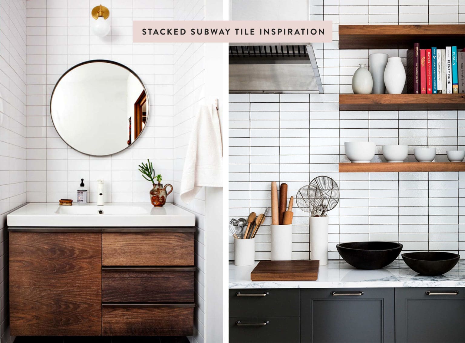 Installing a stacked bond subway tile backplash. | Door Sixteen