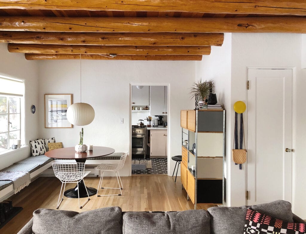 The finished dining room + floating banquette details. | Door Sixteen