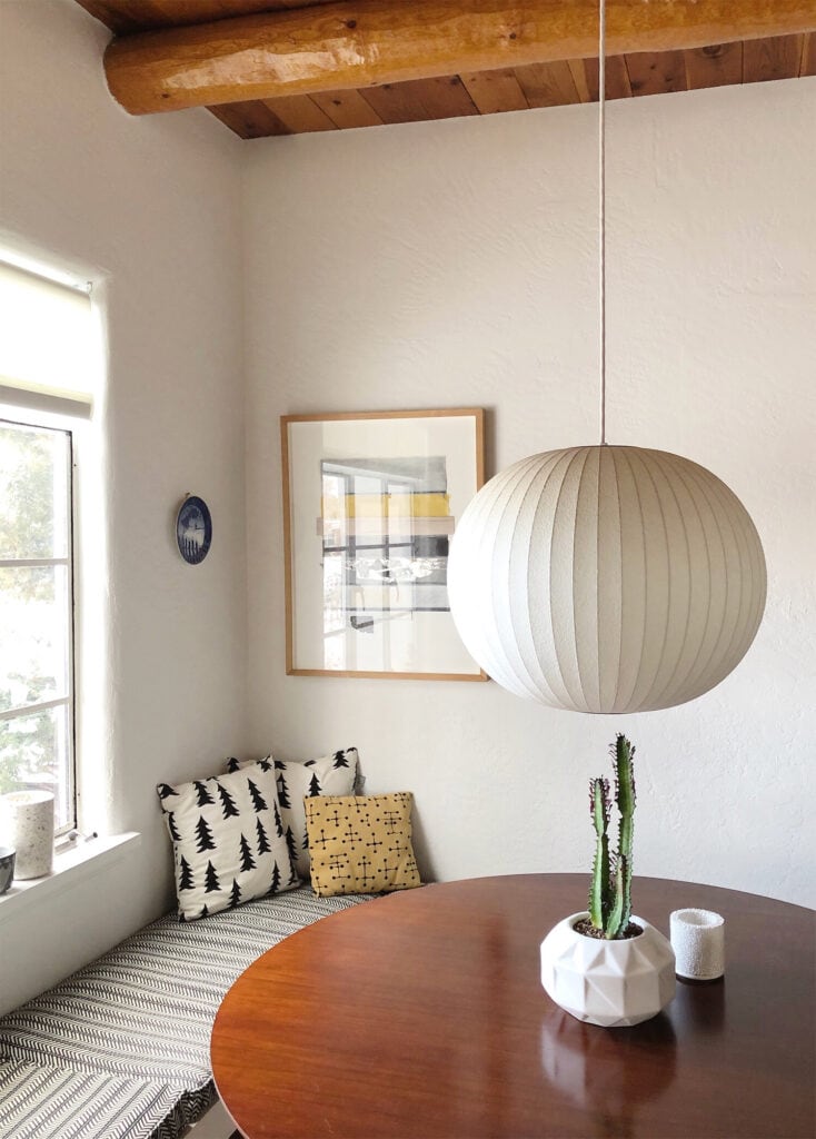 The finished dining room + floating banquette details. | Door Sixteen